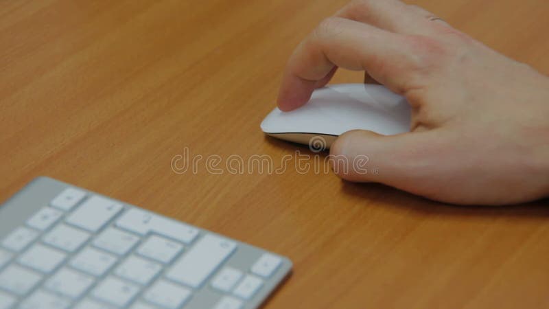 Close Up Man Hand Scrolling Wheel of Pc Mouse. Male Hand Lying on ...