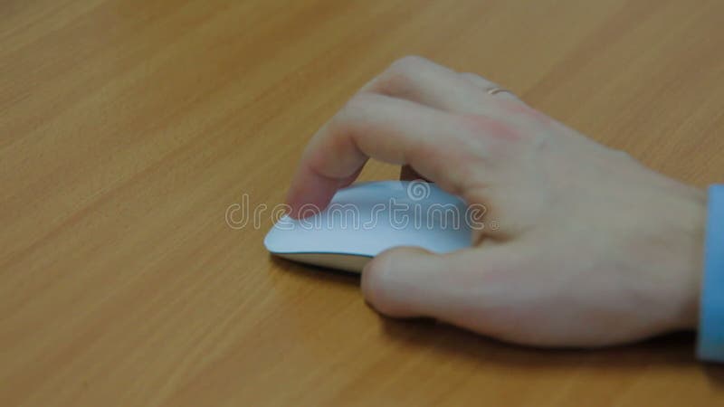 Close Up Man Hand Scrolling Wheel of Pc Mouse. Male Hand Lying on ...