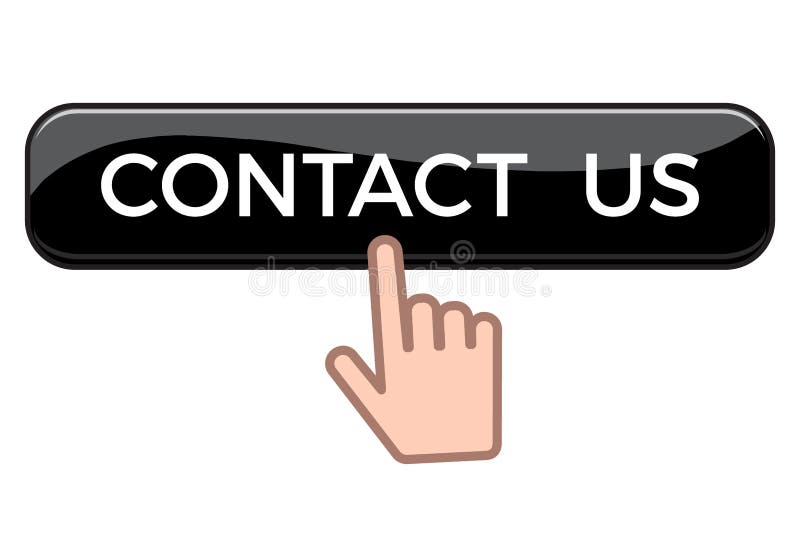 Hand Clicking Contact Us Button Isolated on White Background Stock ...