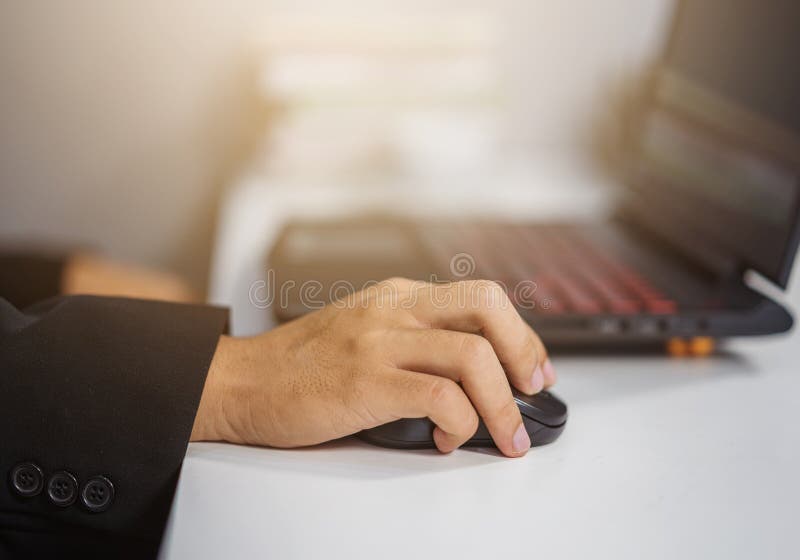 Hand Clicking Mouse of Laptop Stock Image - Image of clicking, hand ...