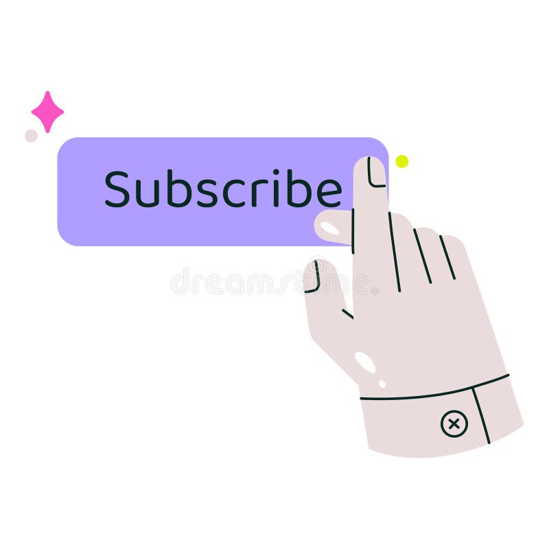 Hand Clicking Subscribe Button in Flat Vector Illustration Symbolizing ...