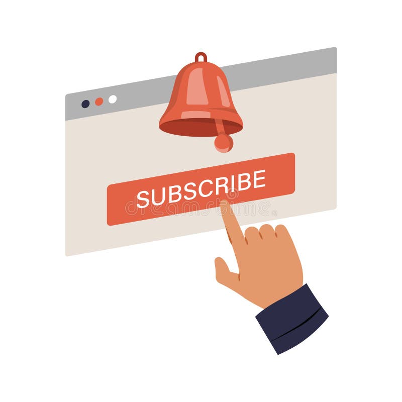 Hand Clicking Subscribe Button on Website in Flat Vector Illustration ...