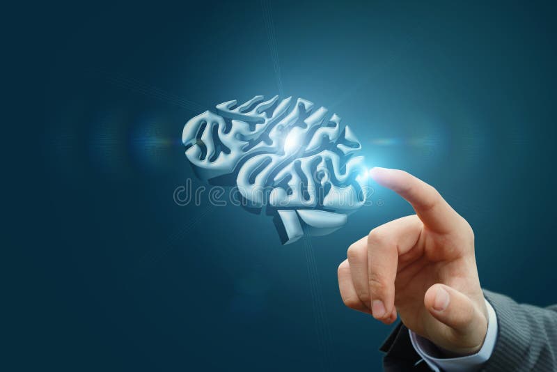 In the Hand of the Brain with a Mechanism of Mind Control. Stock Photo ...