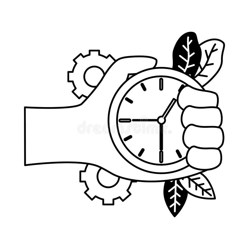 Hand with clock time stock vector. Illustration of minute - 145283504