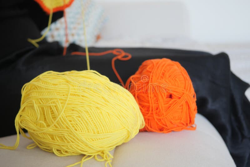 Hand Close Up Crocheting with a Hook, Wool Yarn, Creative Craft Stock ...