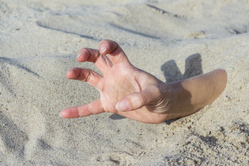 Hand Closeup. Hands Buried in Sand on a Beach. Stock Image - Image of ...