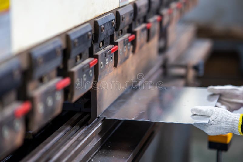 Hand with Cnc Folding Cutter Machine Stock Photo - Image of sparks ...