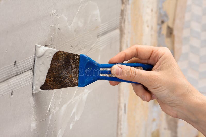 Hand Coating Wall of Plaster with Spatula Stock Image - Image of ...