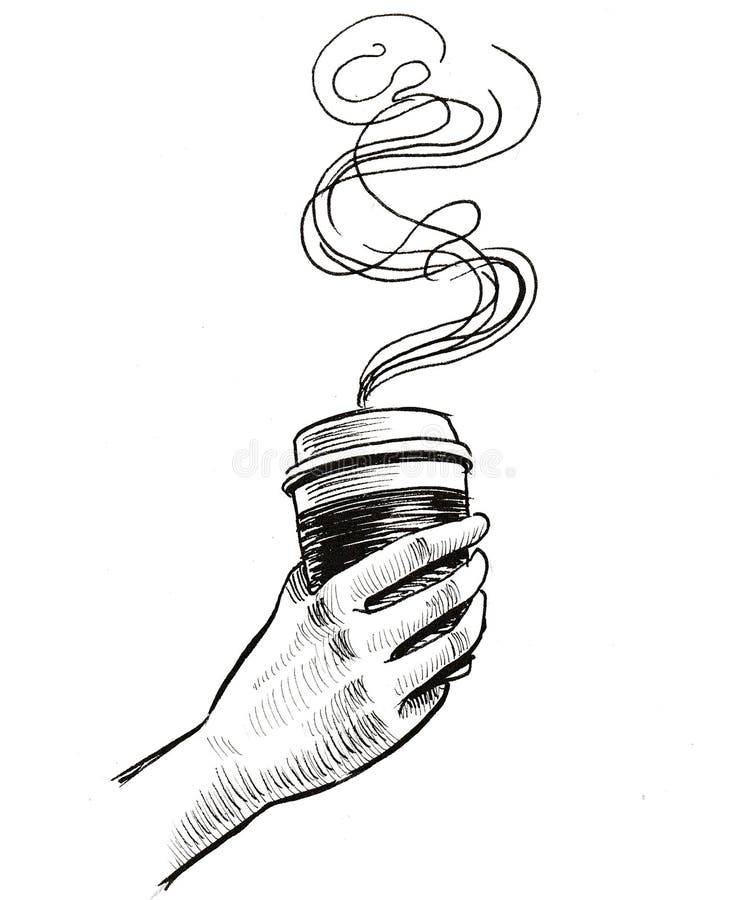 Hand and coffee stock illustration. Illustration of coffee - 151886039