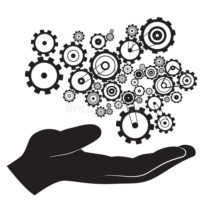 Hand with Cogs - Gears stock vector. Illustration of design - 78994822