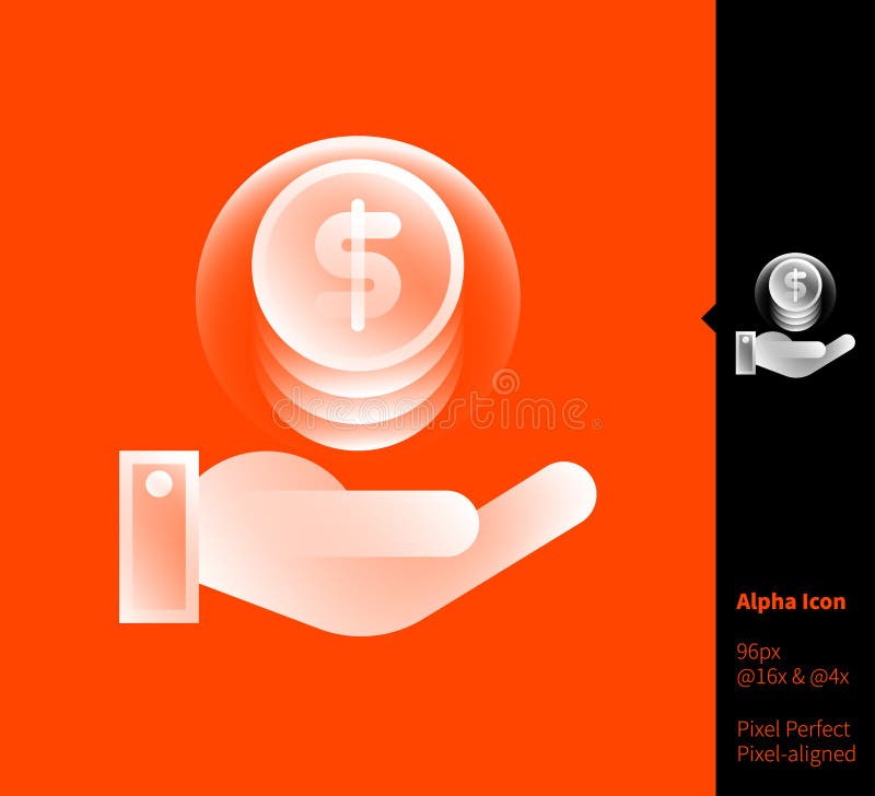 Hand and Coin Alpha Icon - Vector Illustrations for Branding, Web ...