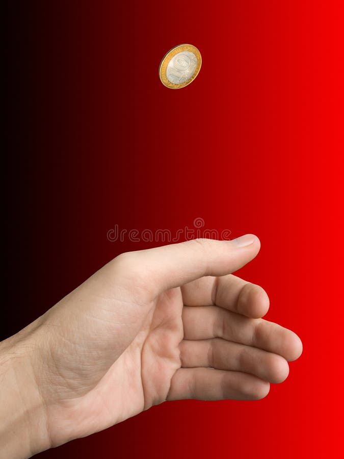 Hand flipping a coin stock image. Image of decision, closeup - 19461561