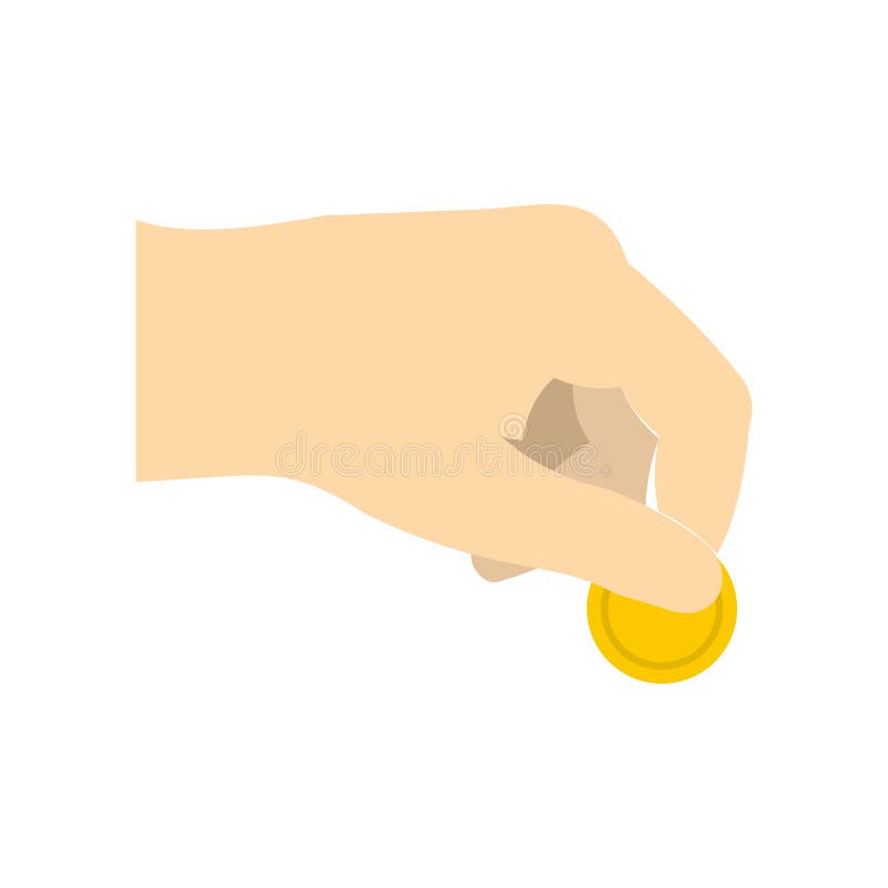 Hand with coin flat icon stock vector. Illustration of currency - 79612973