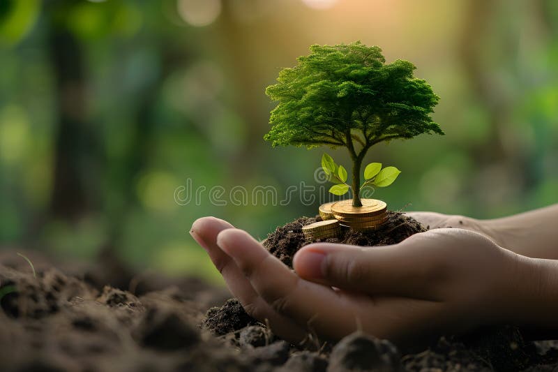 Coin Tree on a Pile of Coins. Generative Ai Stock Illustration ...