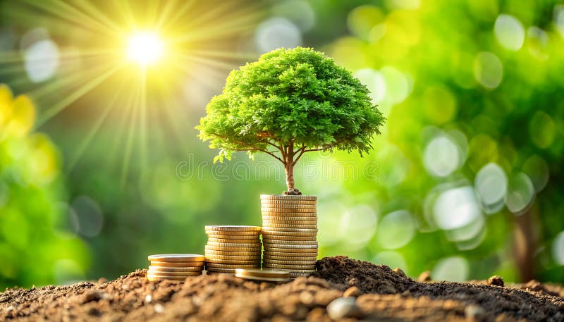 Hand Coin Tree the Tree Grows on the Pile. Saving Money for the Future ...