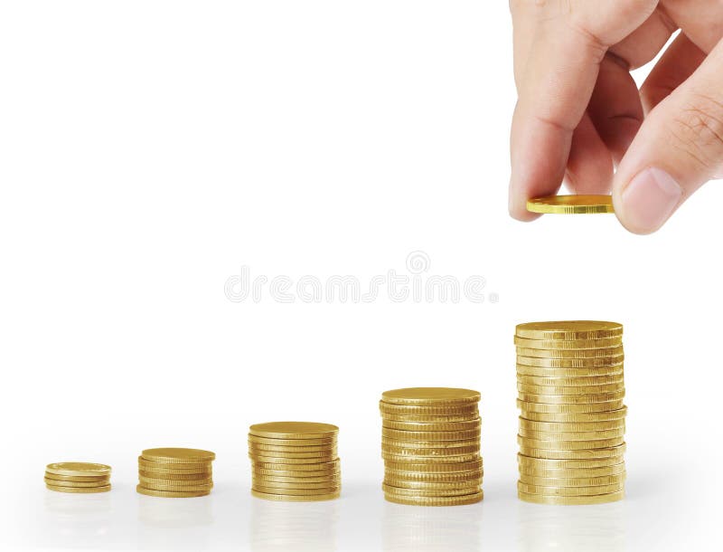 Stack of Money & Coins stock image. Image of asset - 5593181