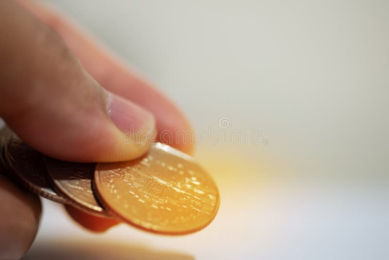Hand with Coins in Saving Money Stock Image - Image of finance, closeup ...