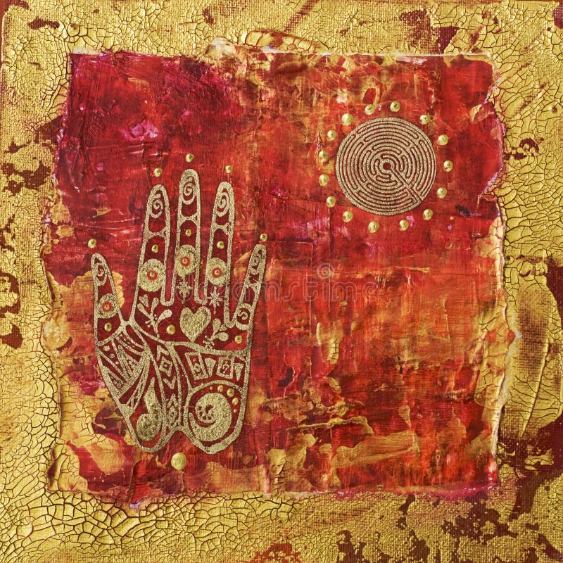 Hand collage artwork stock illustration. Illustration of acrylic - 13773632