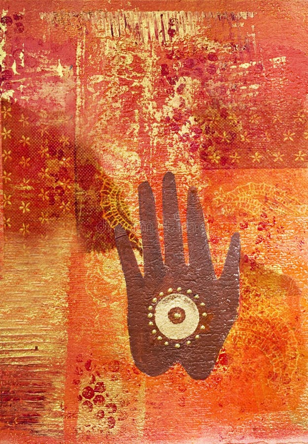 Hand collage artwork stock illustration. Illustration of ornament ...