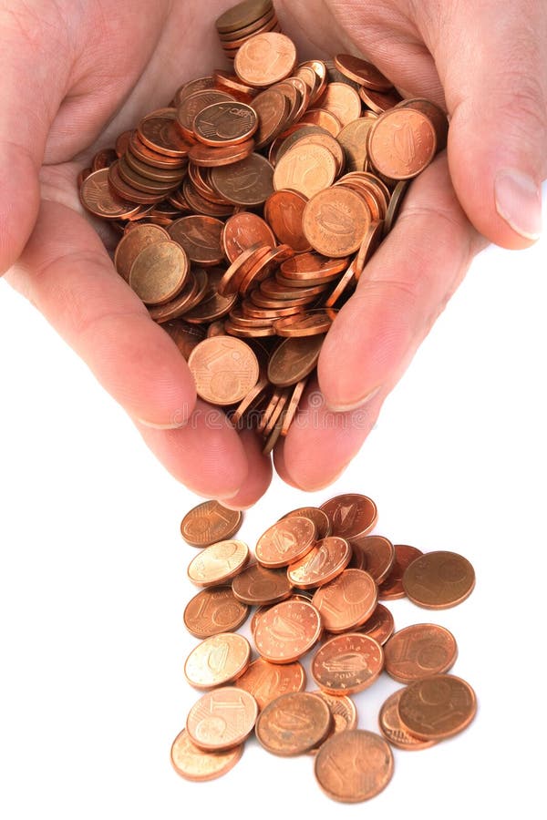 Hand collecting cent coins stock image. Image of currency - 3754799