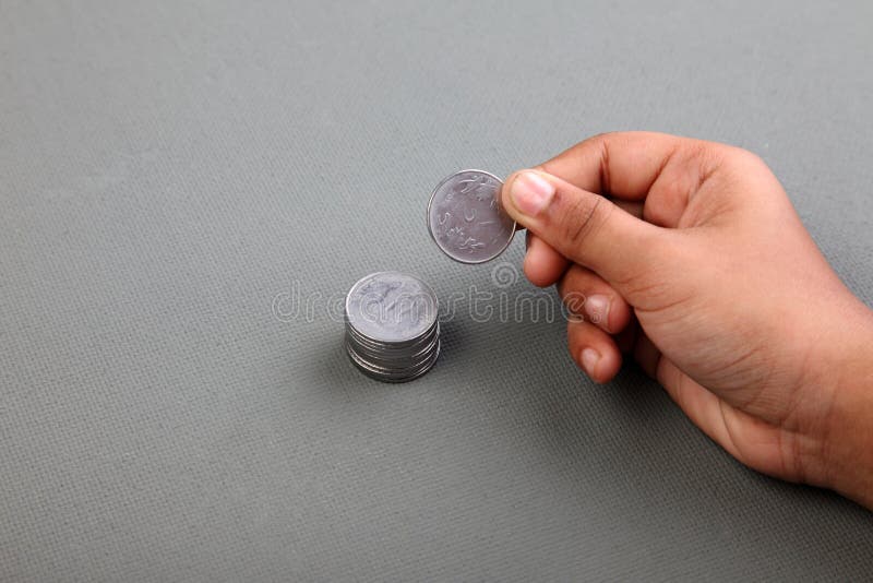 A Hand Collecting Indian Rupee Coins Stock Image - Image of money ...