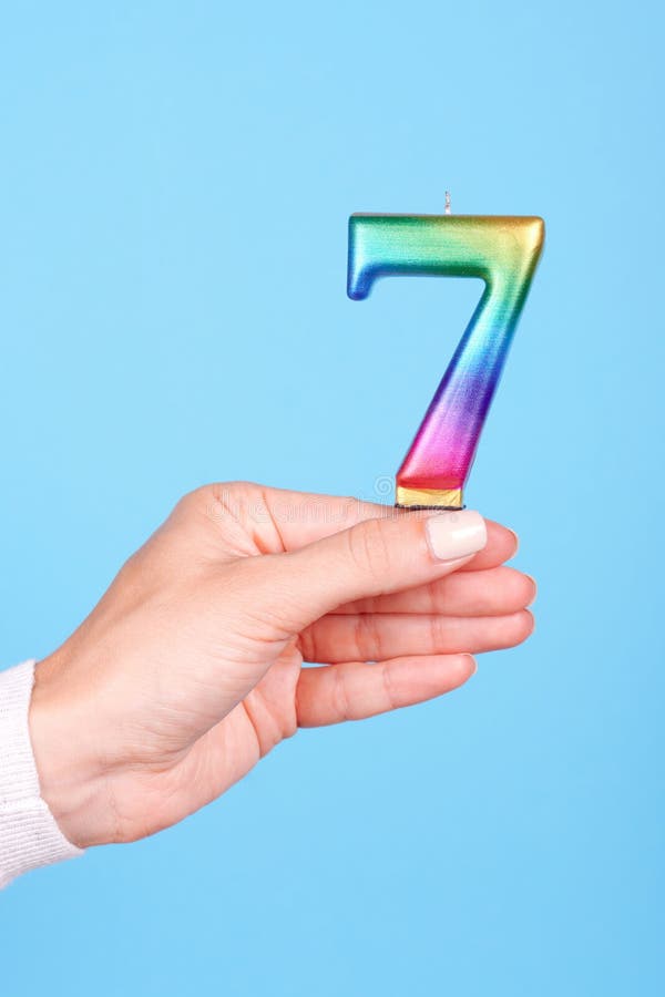 Number 7 Candle, Rainbow Colored for Birthday Cake Stock Image - Image ...