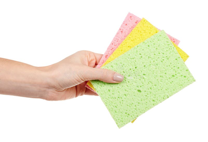Hand with Colored Cleaning Rag Isolated on White Background Stock Image ...