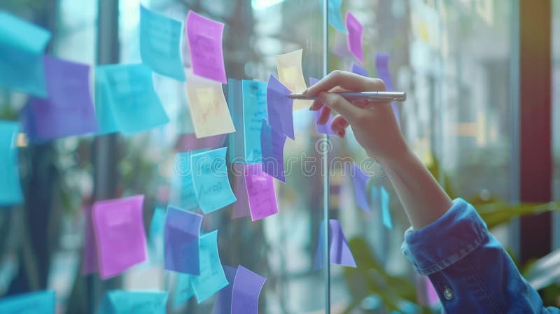 The Hand with Colorful Sticky Notes. AI Generated Stock Photo - Image ...