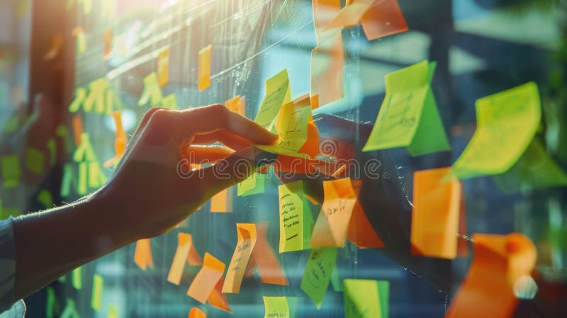 Hand with Colorful Sticky Notes.AI Generated Image Stock Photo - Image ...