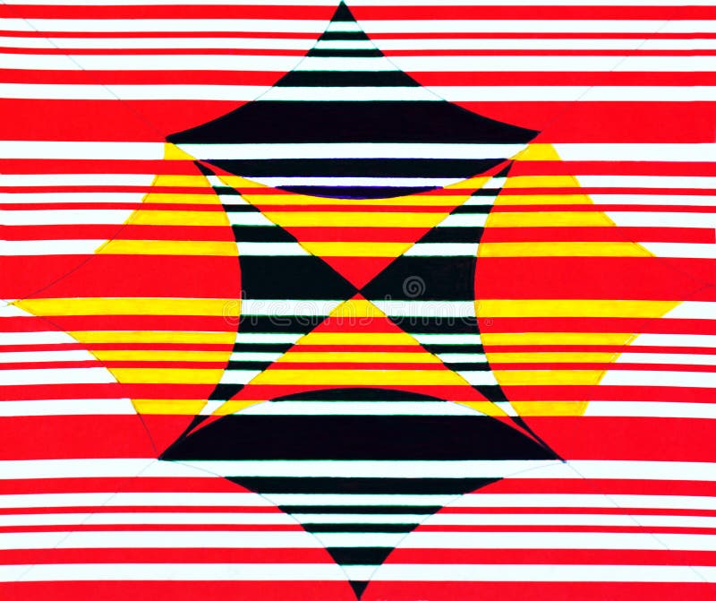 A Hand Colorured Abstract Pattern of Lines and Curves. Stock ...