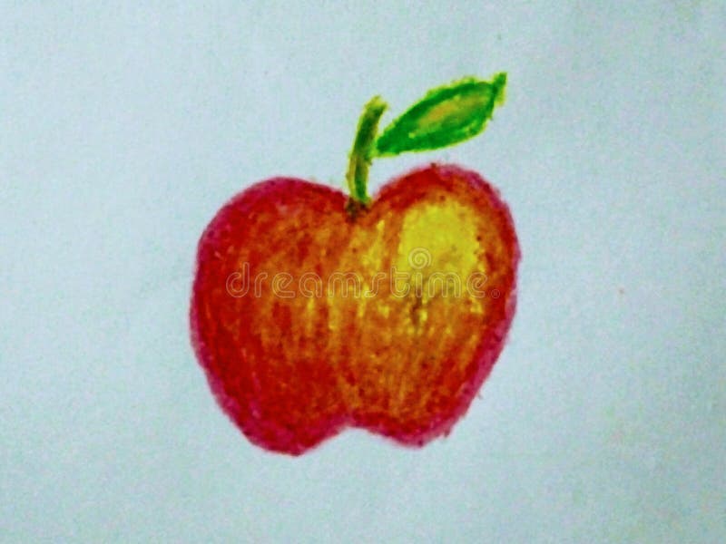 Hand coloured apple stock illustration. Illustration of hand - 194767681