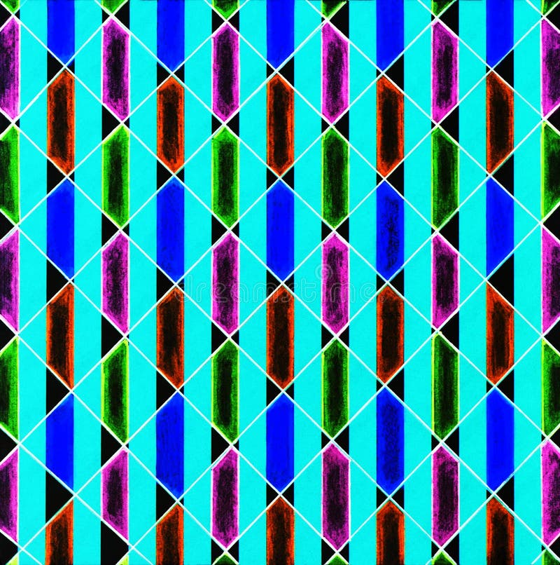 A Hand Coloured Line and Diamond Pattern. Stock Illustration ...