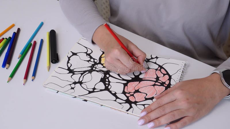 Hand Colouring Abstract Tree Art with Bright Markers in a Creative ...