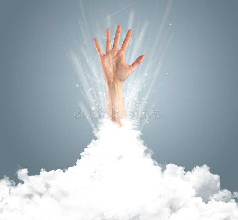 Hand coming out from cloud stock image. Image of business - 152989095