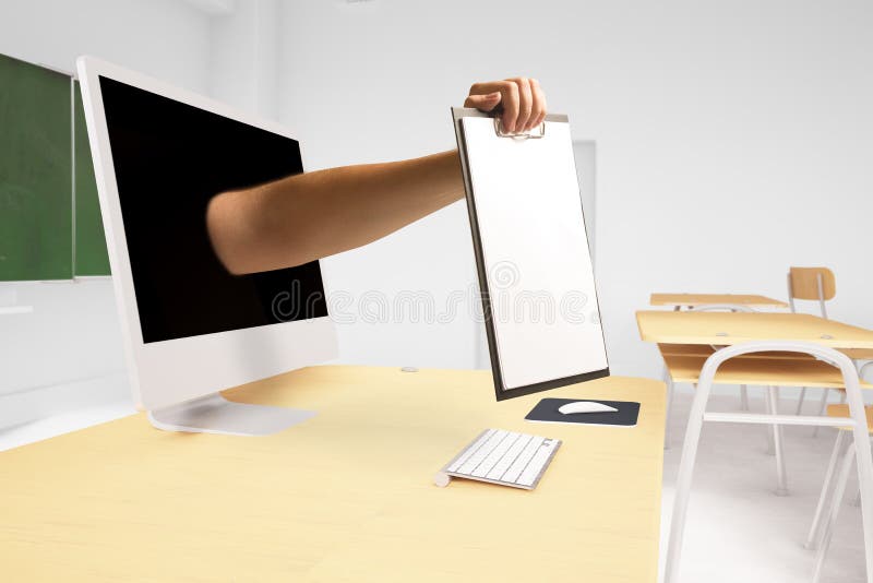 Hand Comming Out of Computer Stock Image - Image of office, indoors ...