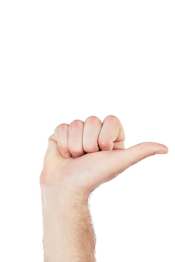 Hand, Communication and Man Thumb Pointing in a Studio for Sign ...