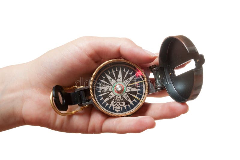 Hand with a compass stock image. Image of orientation - 9692405