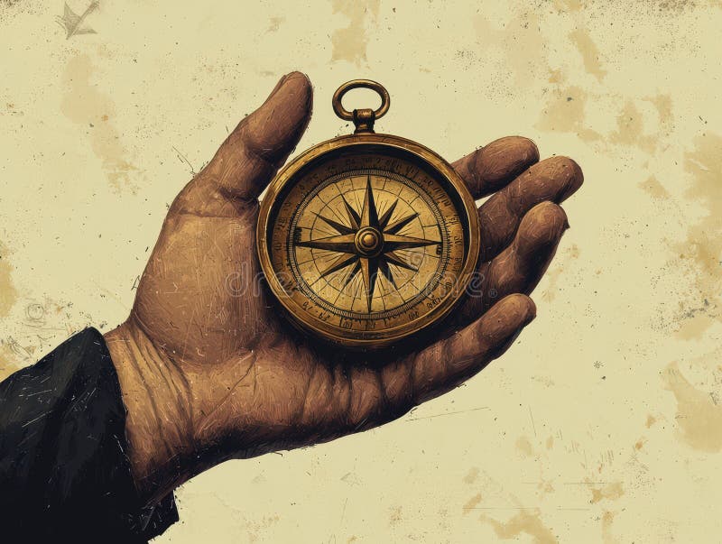 Hand with a Compass for Drawing Stock Illustration - Illustration of ...