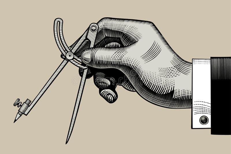 Hand with a Compass for Drawing Stock Vector - Illustration of people ...