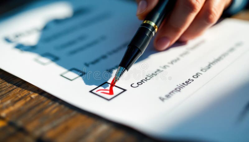 Hand Completes a Checklist with a Pen Stock Photo - Image of business ...