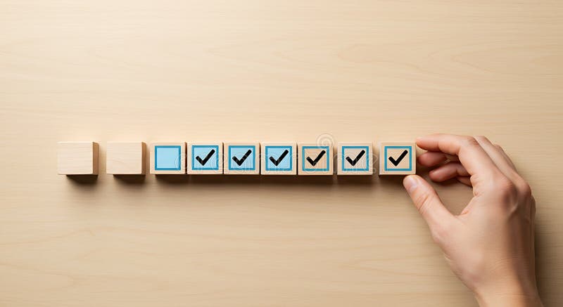 Wooden Blocks: a Simple Checklist Concept, Minimalist Design Stock ...