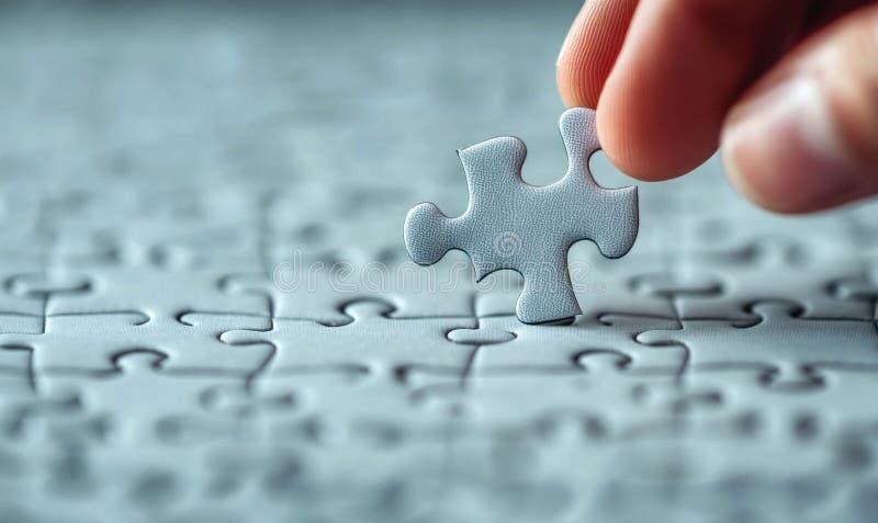 A Hand Completes a Jigsaw Puzzle, Symbolizing Strategy, Solutions, and ...