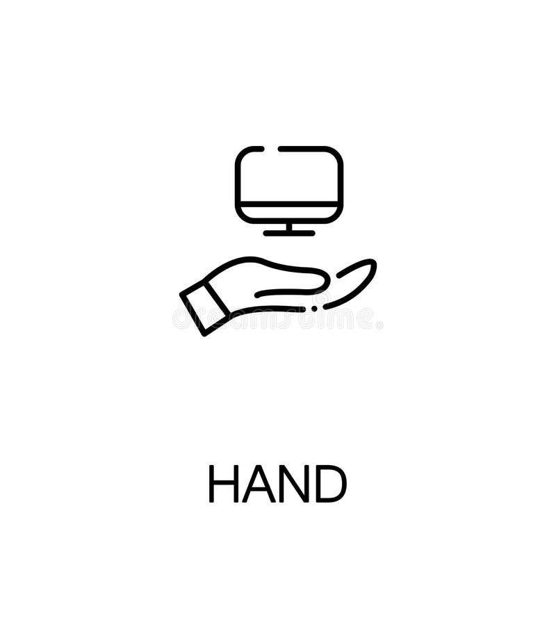 Hand with computer icon stock vector. Illustration of concept - 84831857