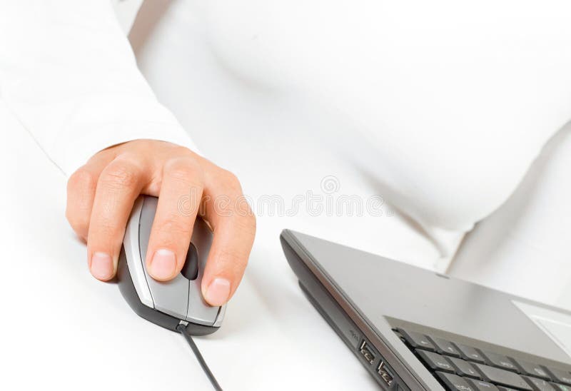 Hand on computer mouse stock image. Image of button, internet - 6572823