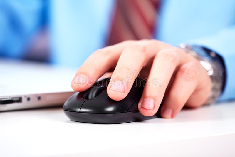 Female Hand with Computer Mouse Stock Photo - Image of digital, online ...