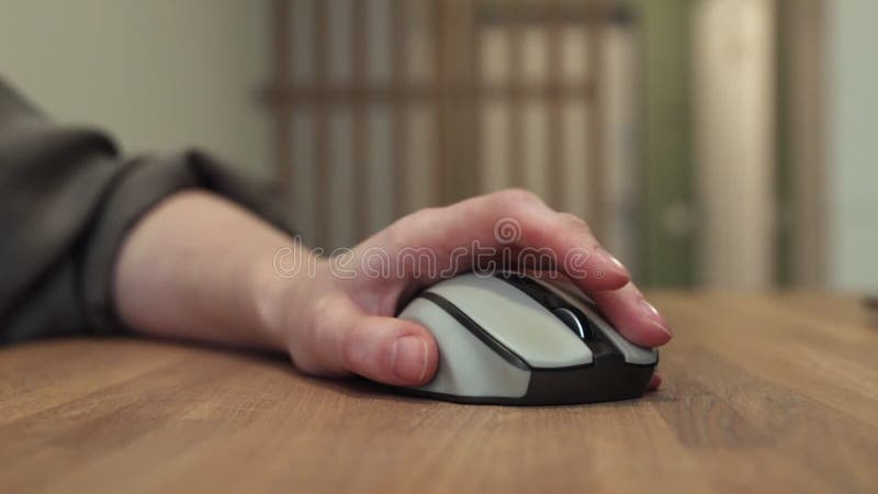 Hand on Computer Mouse, Finger Scrolling Wheel, Reading with PC Device ...