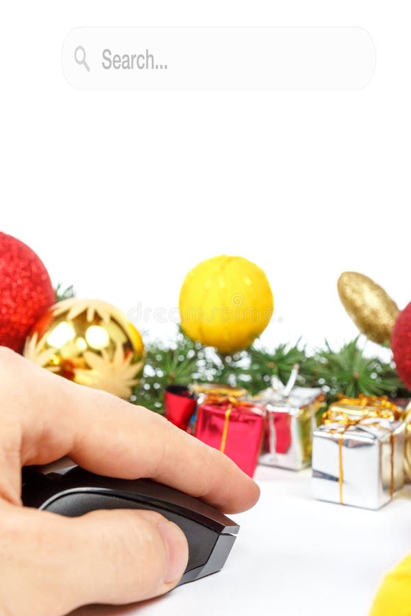 Hand with Computer Mouse and Gifts Stock Image - Image of ribbon ...
