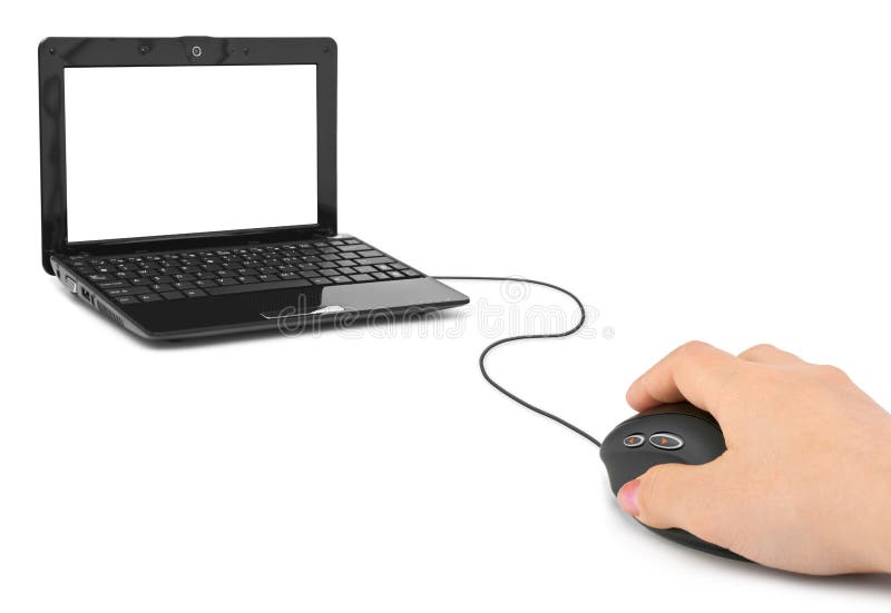 Hand with Computer Mouse and Monitor Stock Image - Image of ideas ...