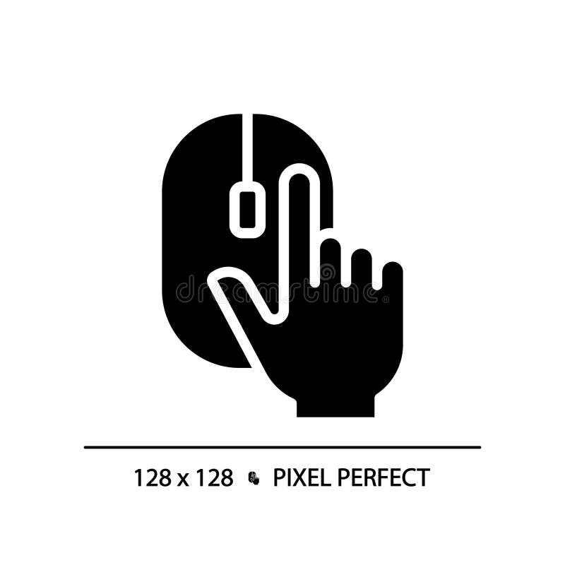 Hand with Computer Mouse Pixel Perfect Black Glyph Icon Stock Vector ...