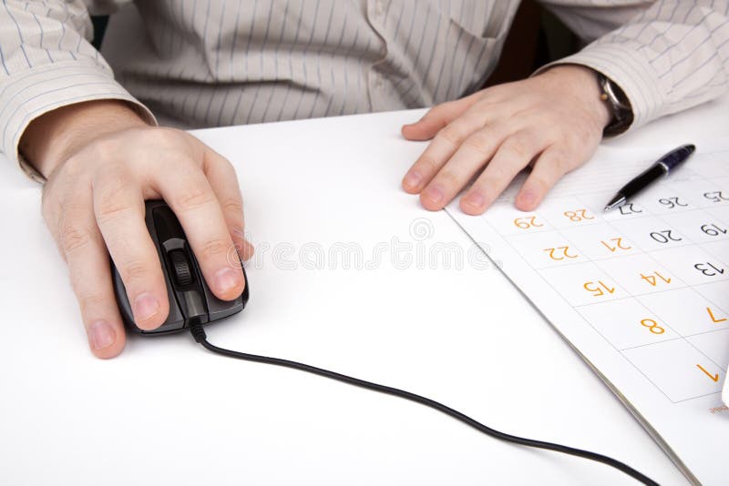 Hand on a Computer Mouse at Work Stock Image - Image of occupation ...